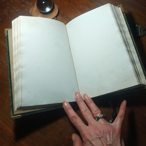 Green and Gold Leather Book Leather Aged Grimoire Vintage Emerald Green ...