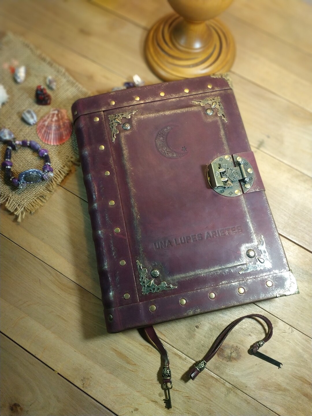 Purple Leather Journal Vintage Notebook Unique Book of Shadows Handmade ...
