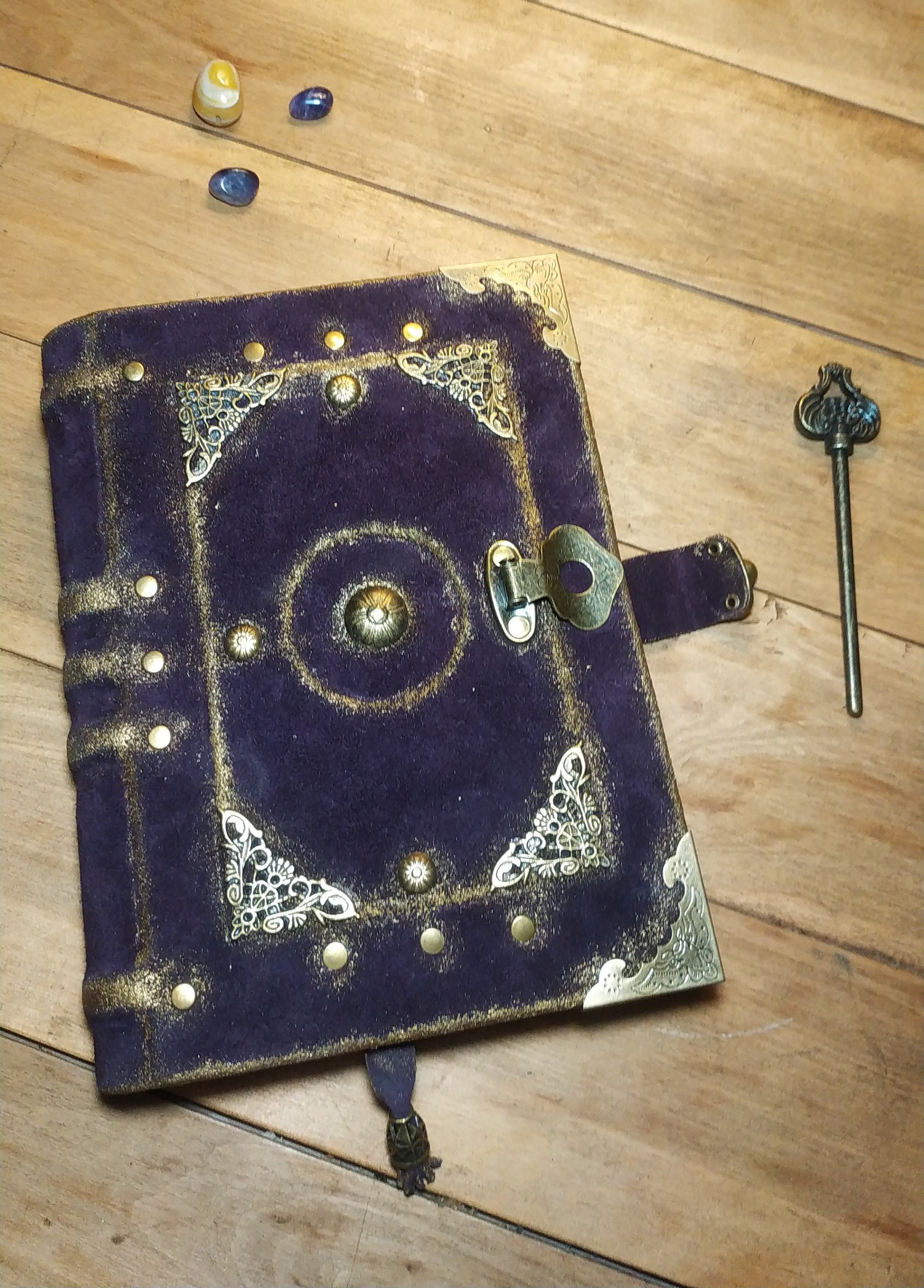 Purple Suede Vintage Book Leather Aged Book of Shadows Violet Old Spell ...