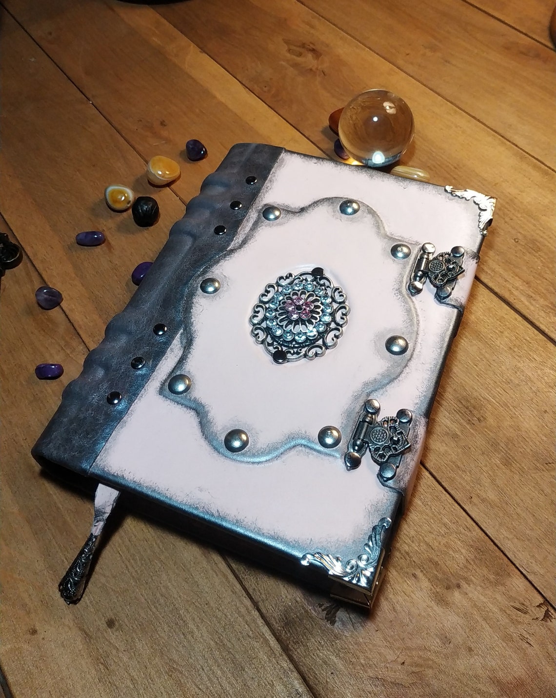 Pink Leather Vintage Book Grey Pink Aged Journal Old Pink - Etsy