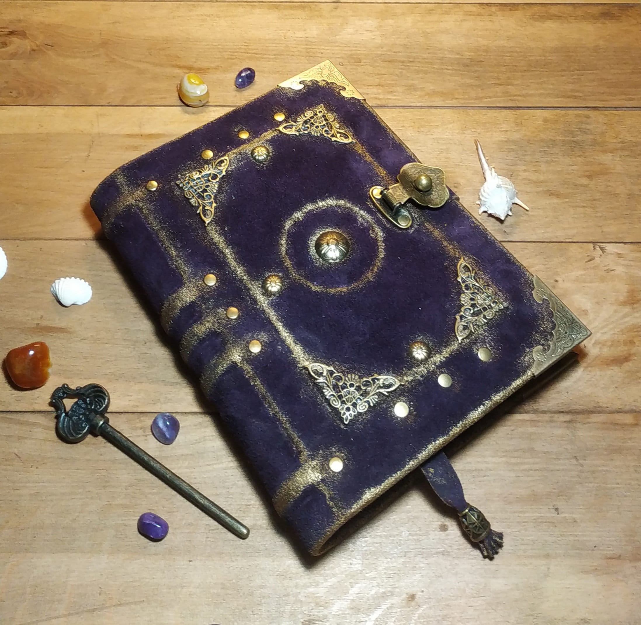 Purple Suede Vintage Book Leather Aged Book of Shadows Violet Old Spell ...