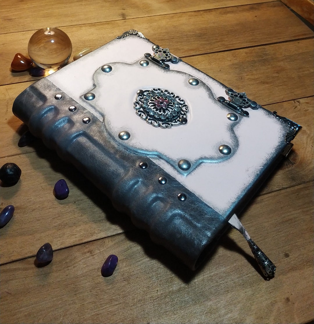 Pink Leather Vintage Book Grey Pink Aged Journal Old Pink Notebook Aged ...