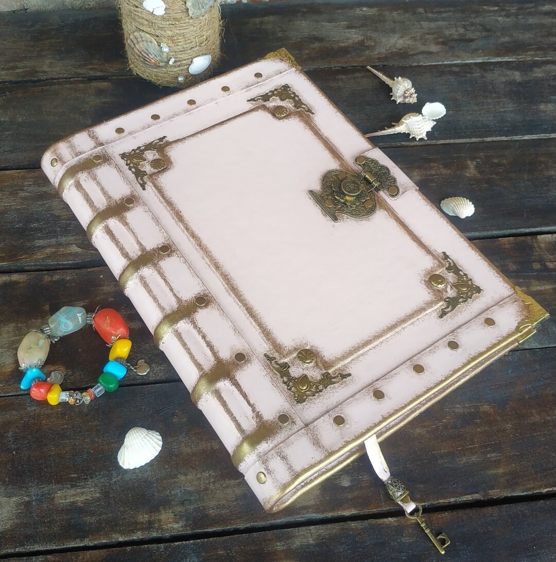 Pastel Pink Vintage Leather Journal Unique Book of Shadows Aged ...