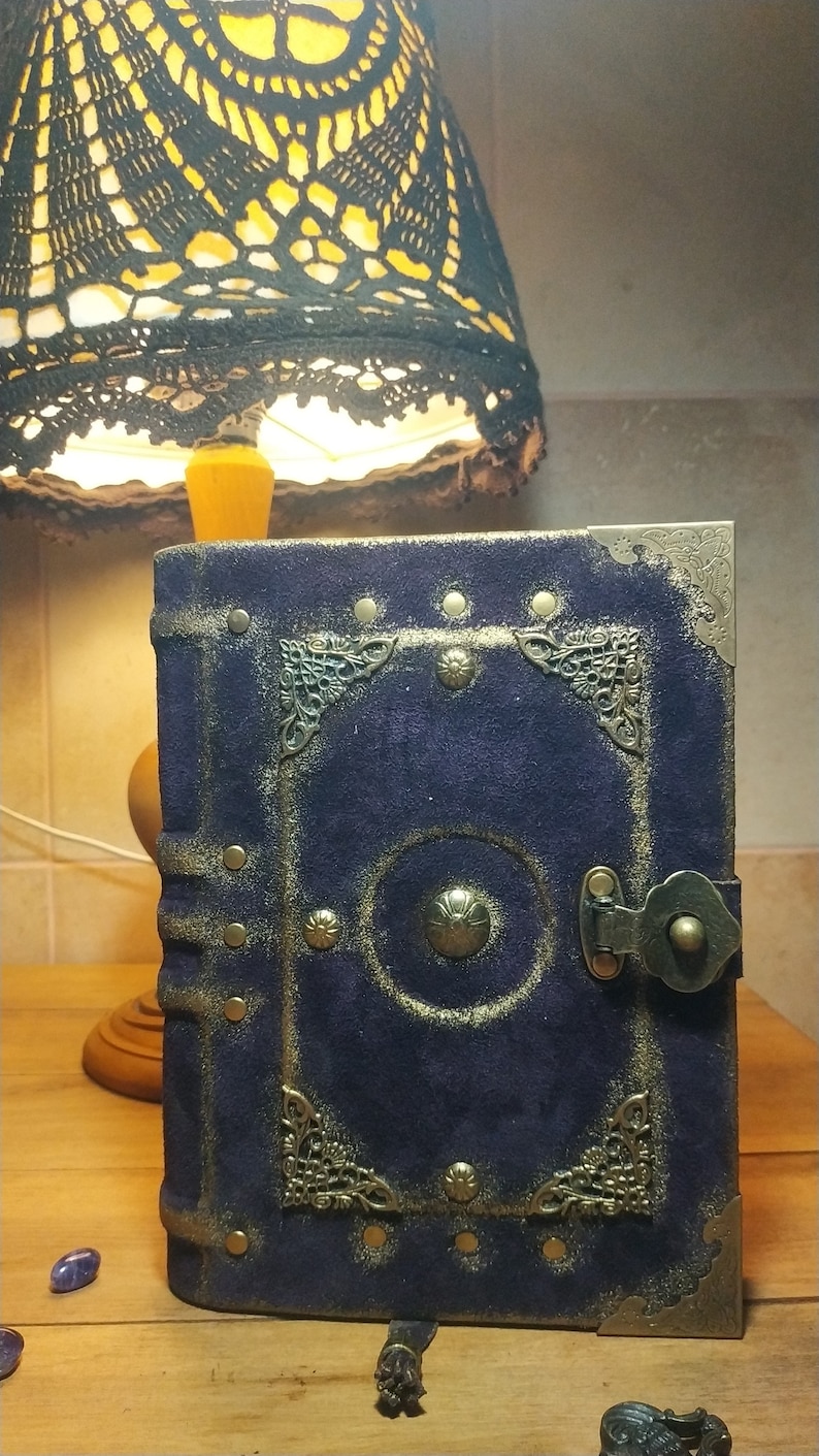 Purple Suede Vintage Book Leather Aged Book of Shadows Violet Old Spell ...