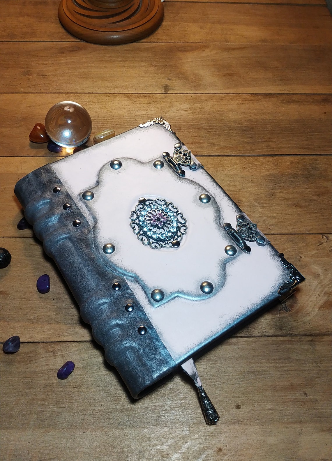 Pink Leather Vintage Book Grey Pink Aged Journal Old Pink - Etsy