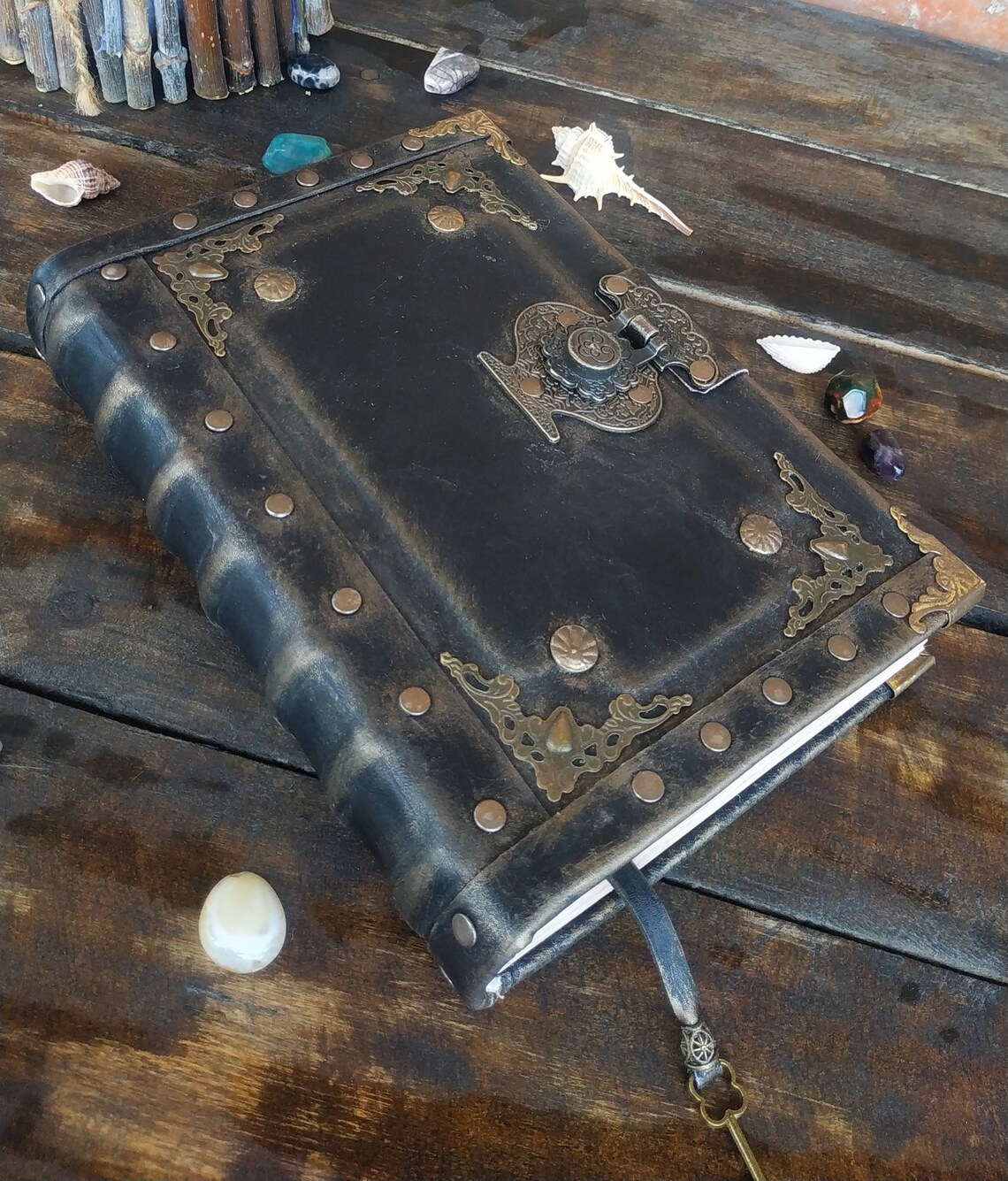 Black Leather Journal Vintage Notebook Unique Book of Shadows - Etsy