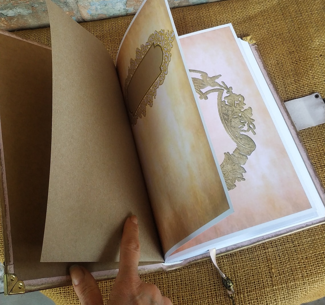 Pink Leather Vintage Book Grey Pink Aged Journal Old Pink - Etsy