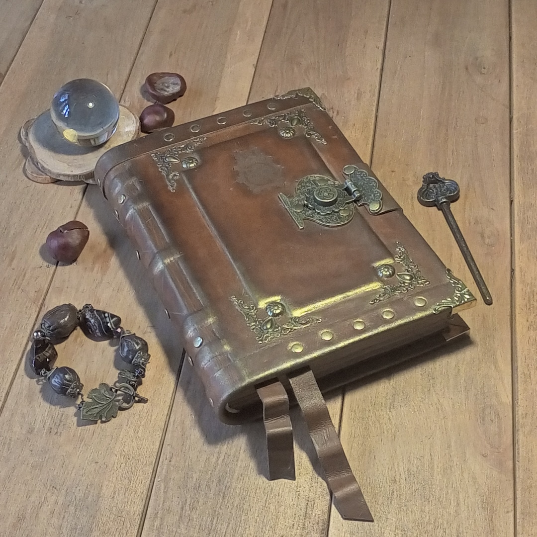 Brown Leather Journal Vintage Rusty Grimoire Antique Book of Shadows ...