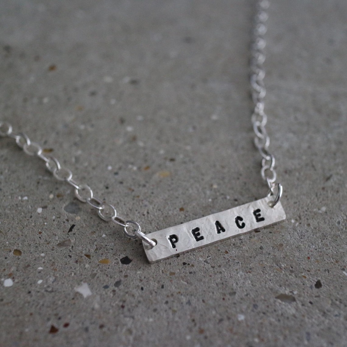 Personalised Stamped Word Necklace Sterling Silver With Oval Chain - Etsy