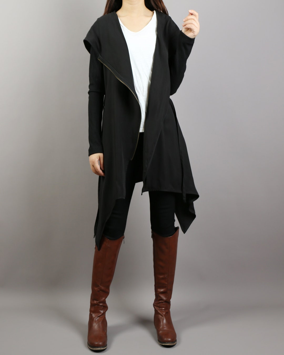 Women Trench Coat, Cotton Jacket, Long Jacket, Knit Trench Coat, Belt ...