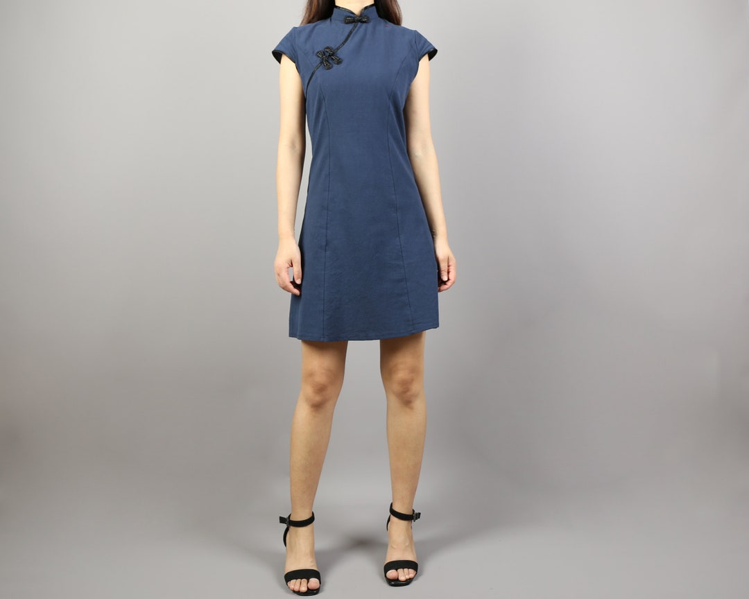 Linen Cheongsam Dress: Short Sleeve Asian Style Qipao - Etsy