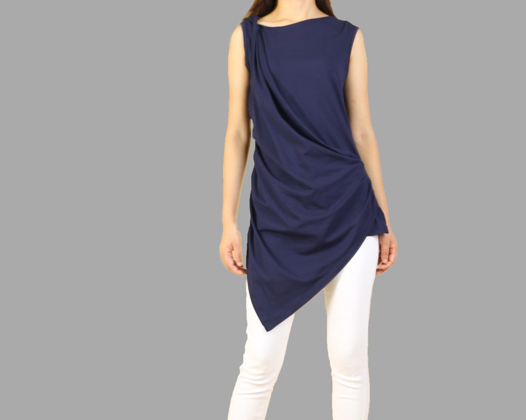 Sleeveless T-shirt, Long Tank Top, Tunic Tops for Women, Cotton Tunic ...