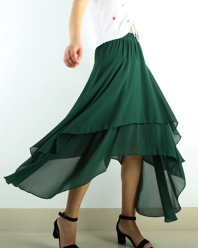 Women's chiffon skirt asymmetrical skirt elastic waist | Etsy