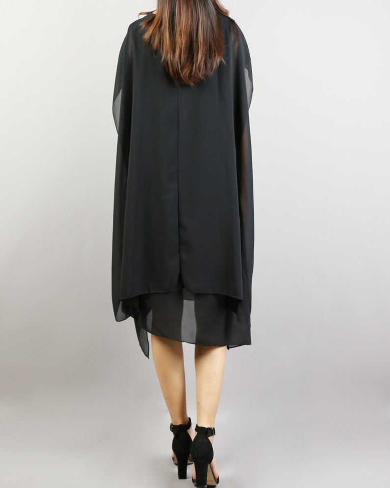 Chiffon Cape Dress: Sleeveless Tunic, Extravagant Open Sleeve Design - Etsy
