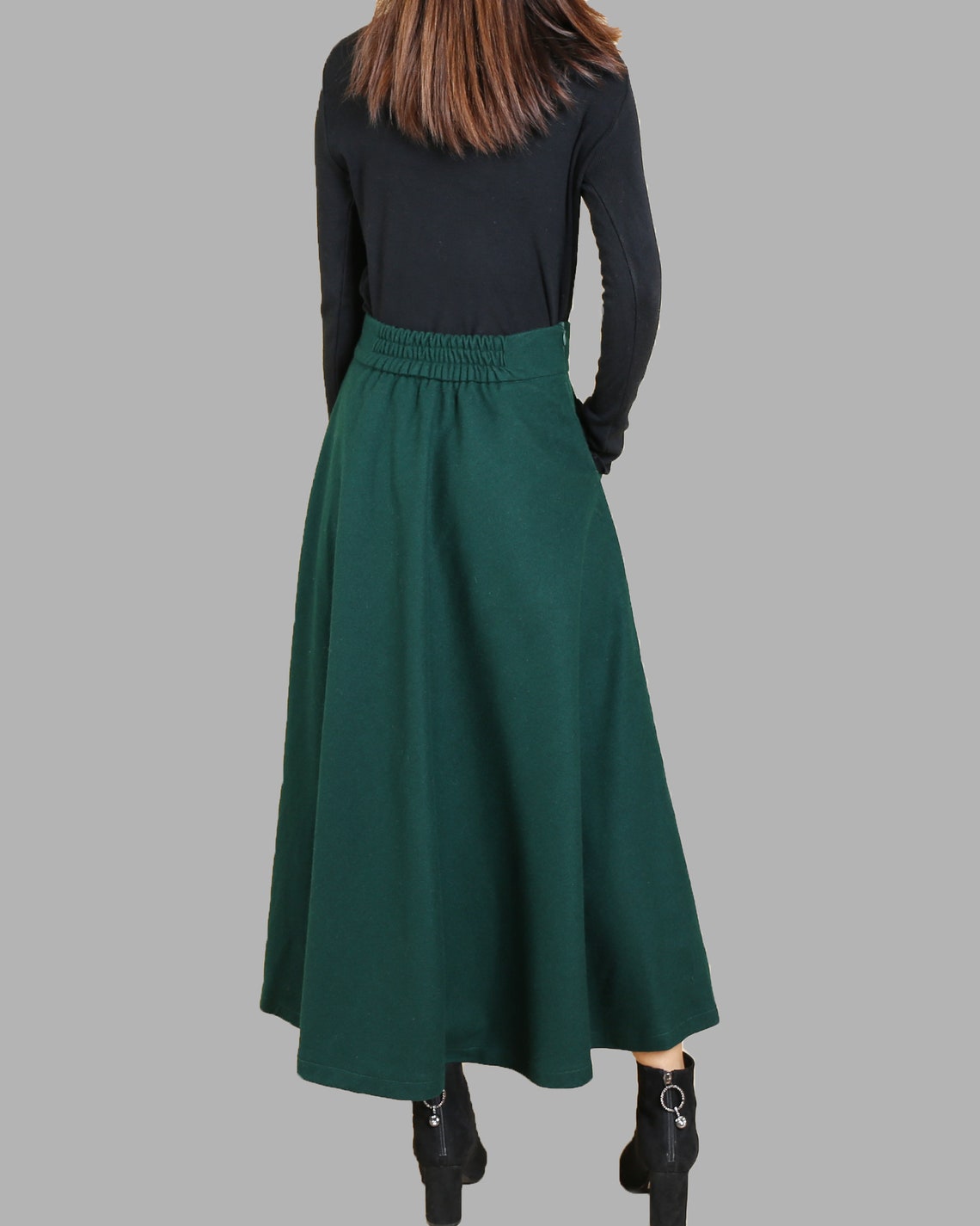 Wool Skirt Brown Skirt Long Skirt Vintage Skirt High Waist Etsy