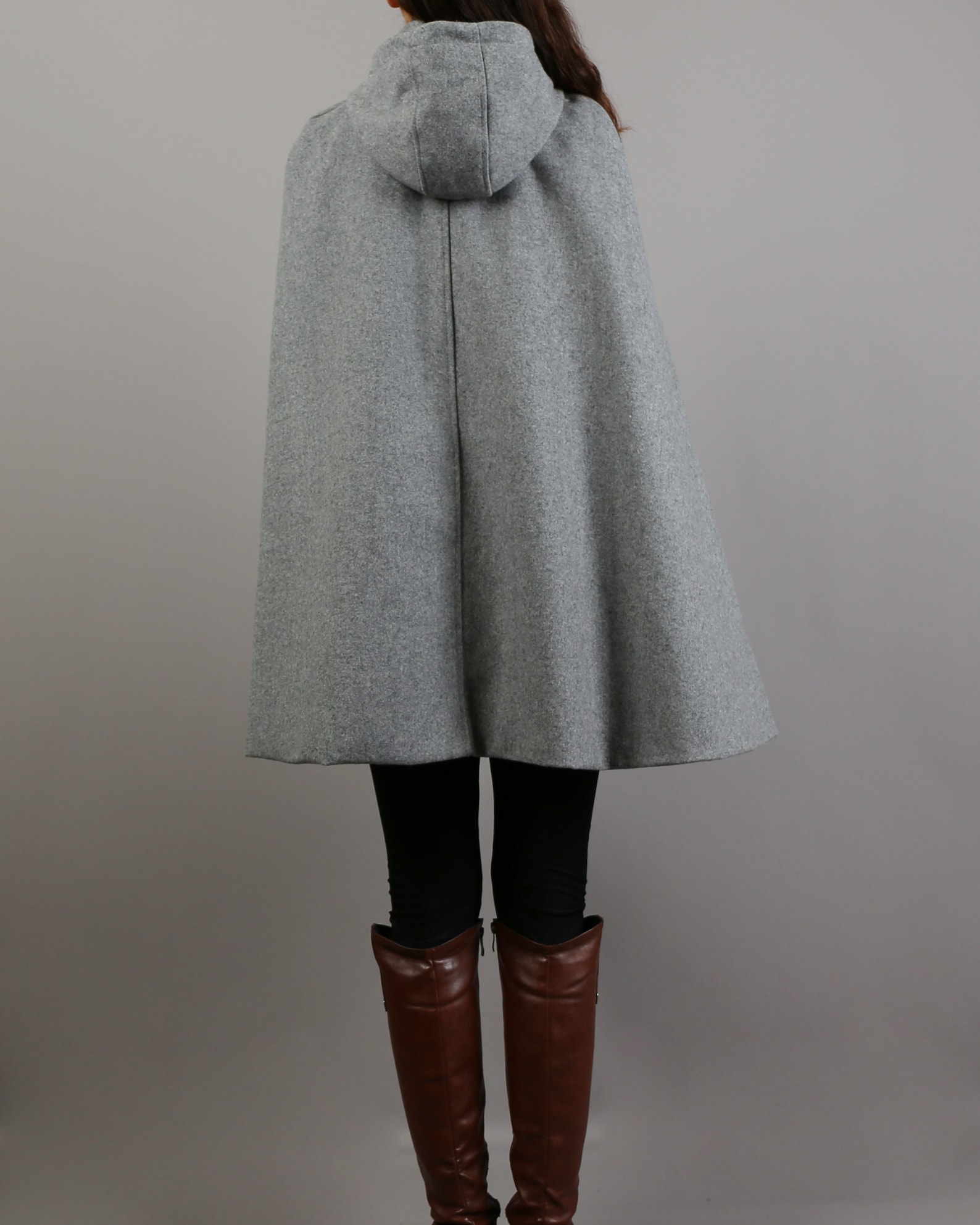 Cape Coat With Hood Wool Poncho Jacket High Neck Coat Wool - Etsy