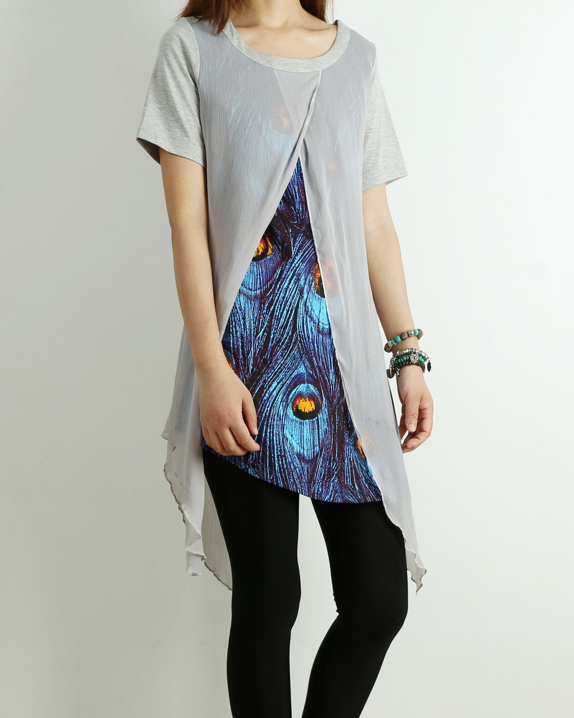 Tunic Top for Women Cotton and Chiffon Tunic Dress Oversized | Etsy