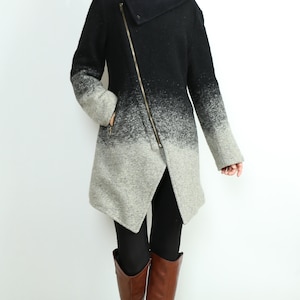 Wool Coat/gradient Color Asymmetrical Jacket/winter Jacket/wool Coat ...