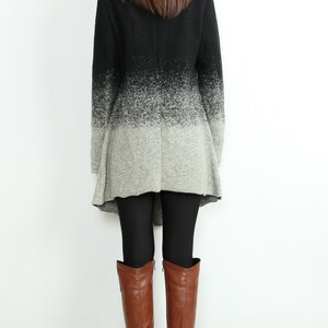 Womens Wool Coat and Cotton Top Set, Gradient Color Coat, Long Sleeve T ...