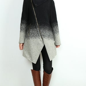 Wool Coat/gradient Color Asymmetrical Jacket/winter Jacket/wool Coat ...