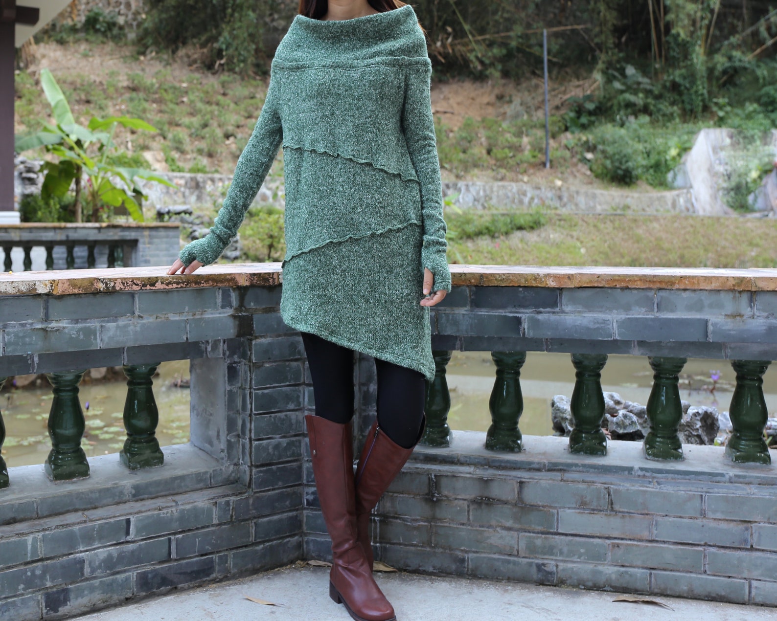 Pullover Sweater Cowl Neck Sweater Tunic Dress Oversized - Etsy