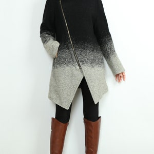 Wool Coat/gradient Color Asymmetrical Jacket/winter Jacket/wool Coat ...
