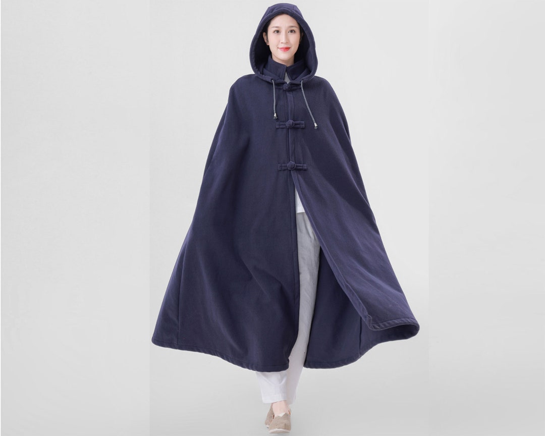 Jacket With Hood Cape Coat With Hood Cotton Poncho Cotton - Etsy