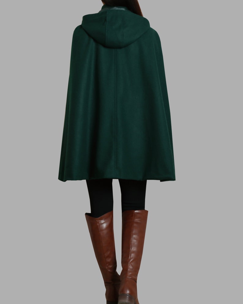 Cape Coat With Hood Wool Poncho Jacket High Neck Coat Wool | Etsy