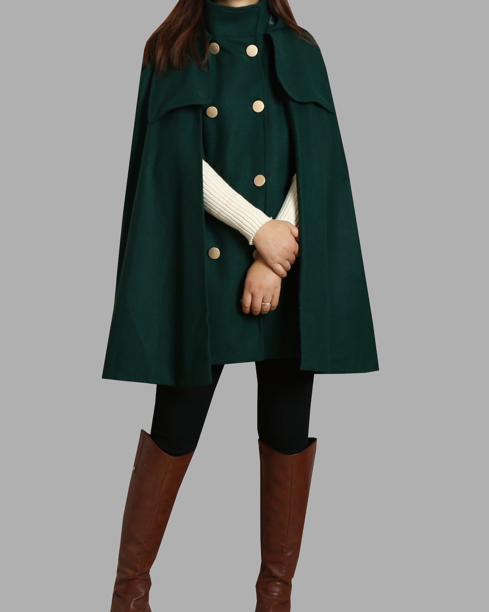 Cape Coat Women Wool Poncho Jacket Coat With Hood High Neck - Etsy