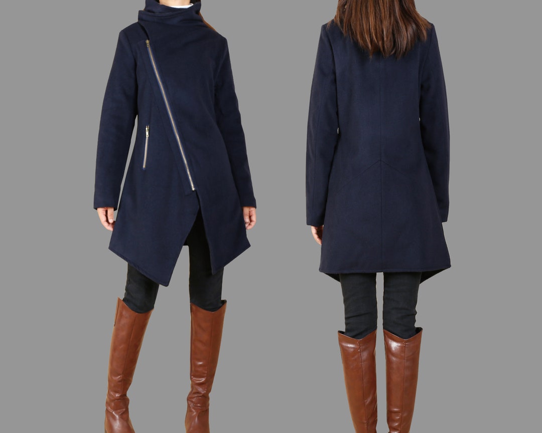 Asymmetrical Wool Winter Coat: Quilted Fleece Lined Trench - Etsy