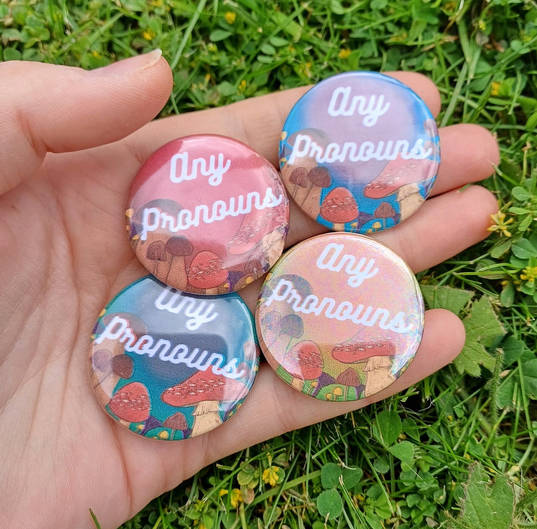 Pronoun Badges - Any Pronouns LGBTQIA+ Choice of 4 Colours (37mm) - Etsy