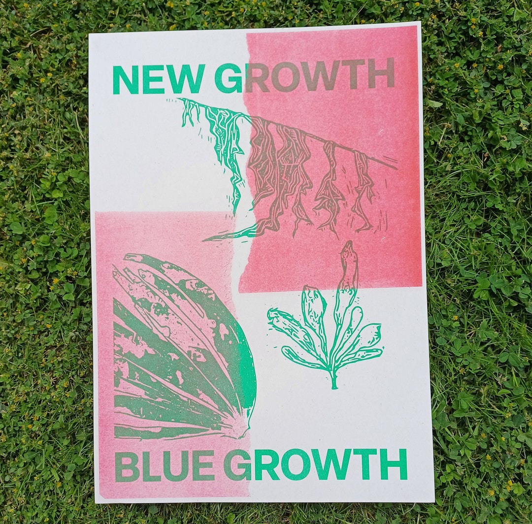 Riso Printed A3 Poster - New Growth, Blue Growth 100% Recycled Paper ...