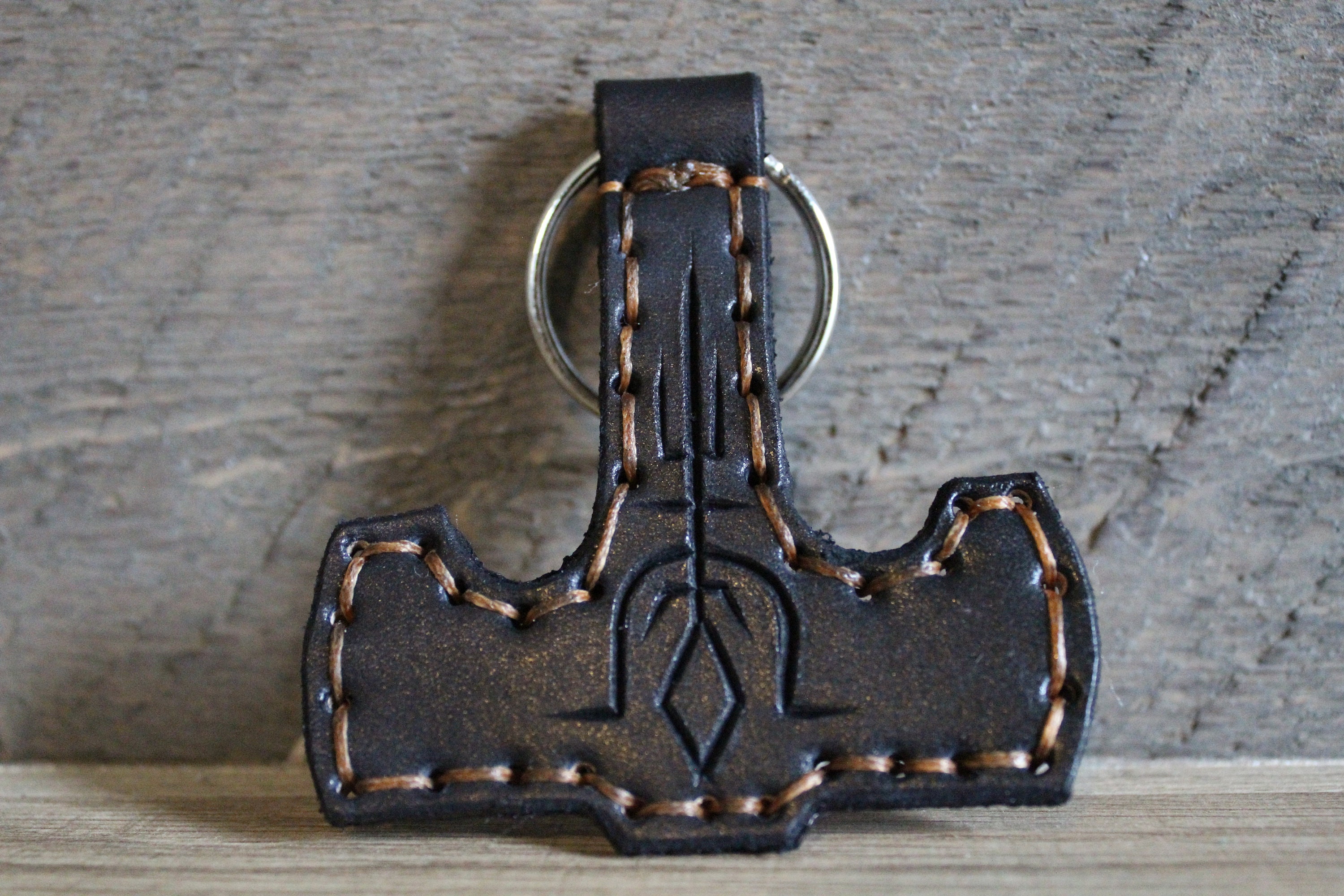 Leather Thor's Hammer Mjolnir Keychain free Domestic Shipping - Etsy