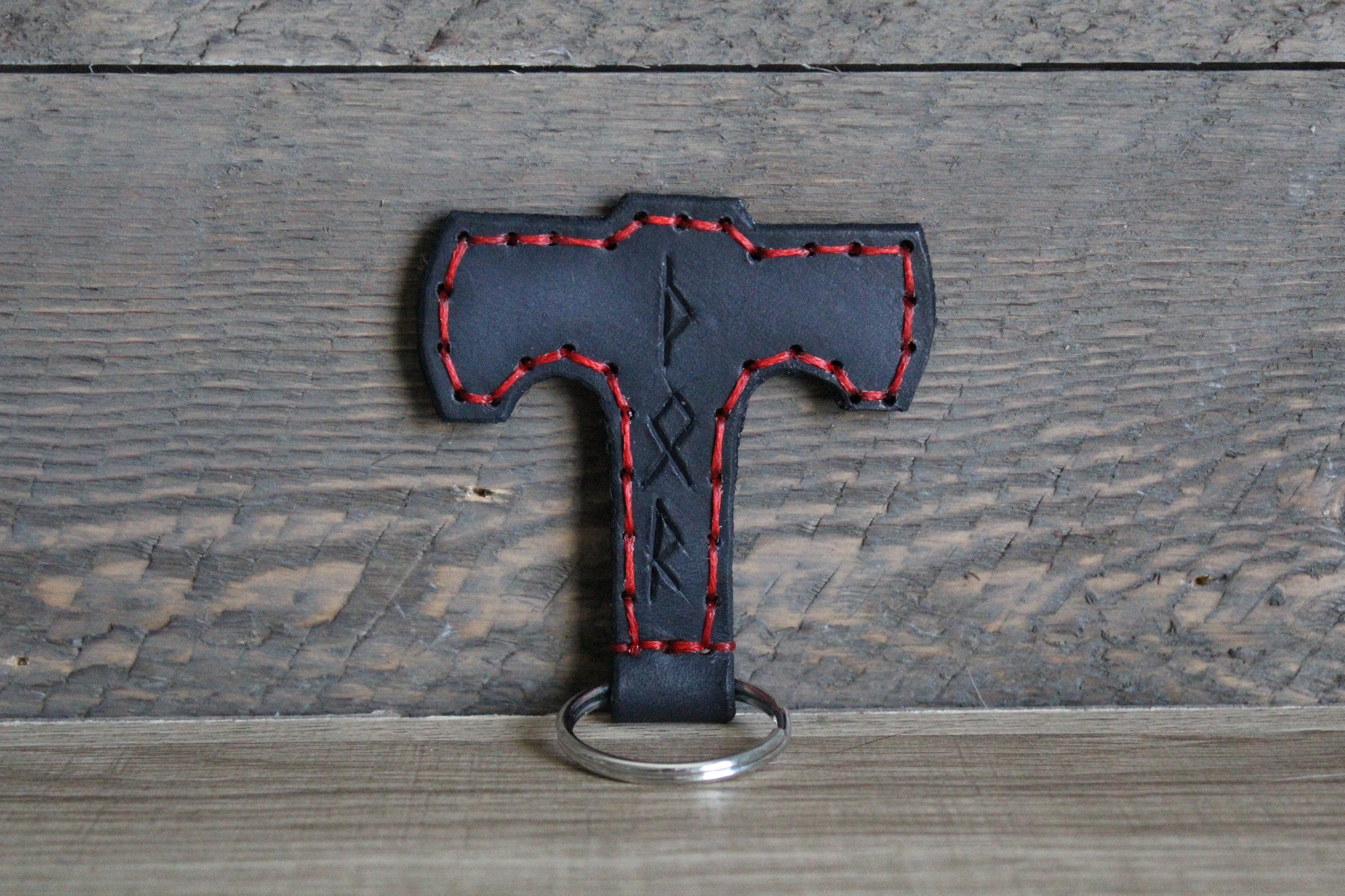 Leather Thor's Hammer Mjolnir Keychain free Domestic Shipping - Etsy