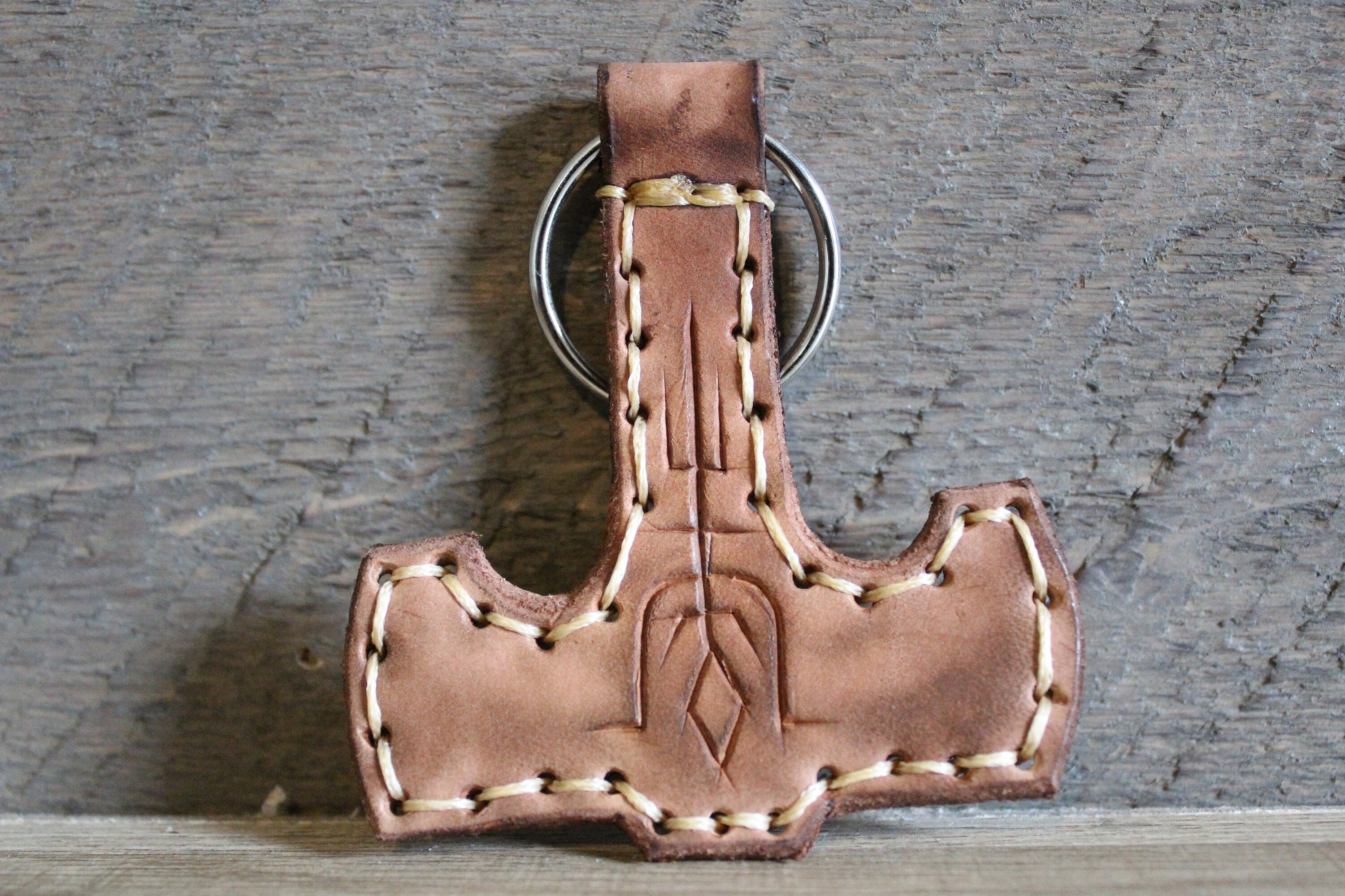 Leather Thor's Hammer Mjolnir Keychain free Domestic Shipping - Etsy