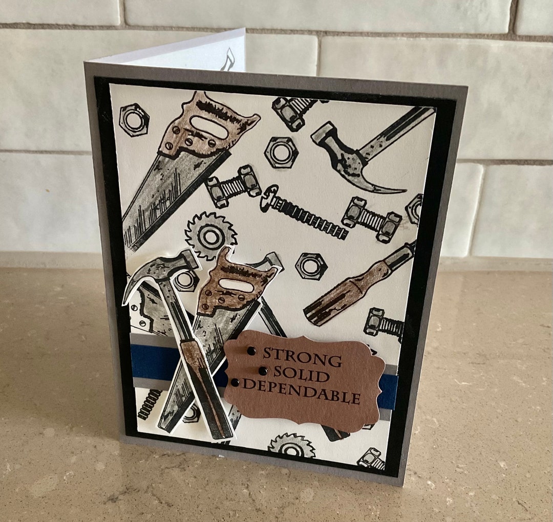 Man Tool Card, Saw, Hammer, Screws, Bolts, Saw Blade, Birthday, Father ...