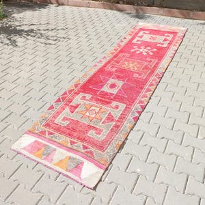 2x11 Turkish Herki Red Green Runner, Runner Rug, Oushak Runner, Turkish ...