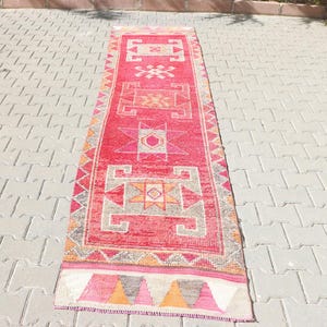 2x11 Turkish Herki Red Green Runner, Runner Rug, Oushak Runner, Turkish ...