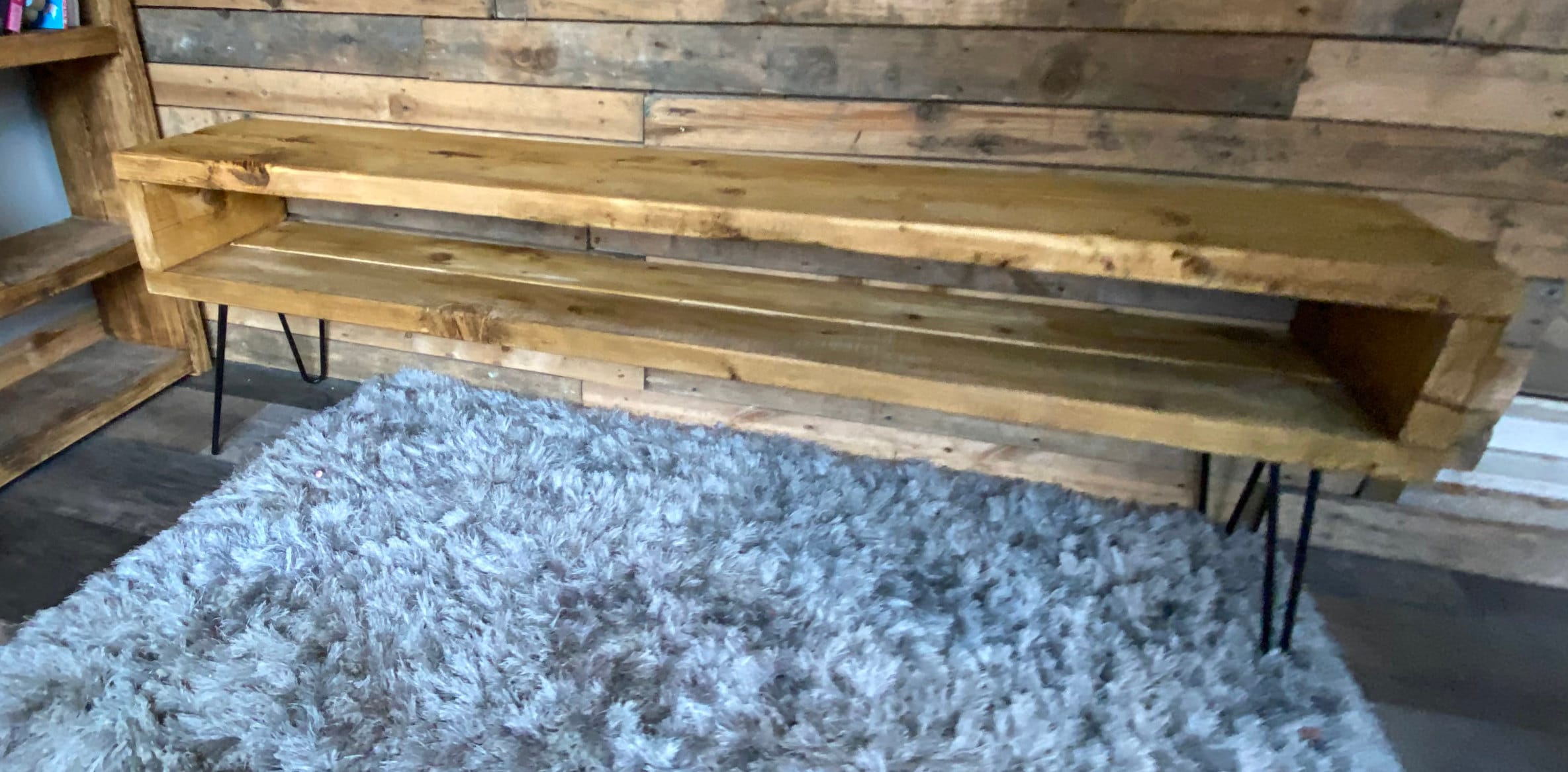 Bespoke Handmade Rustic Tv Stand Reclaimed Pine on Hairpin Legs. - Etsy UK