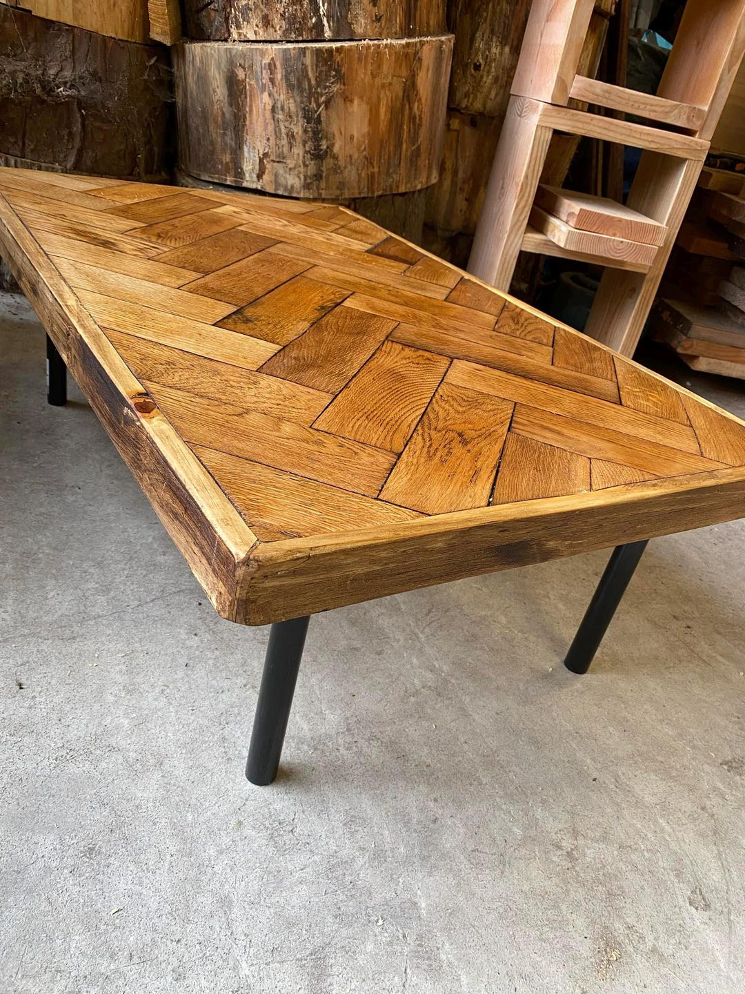 Reclaimed Parquet Herringbone Design Coffee Tables - Etsy