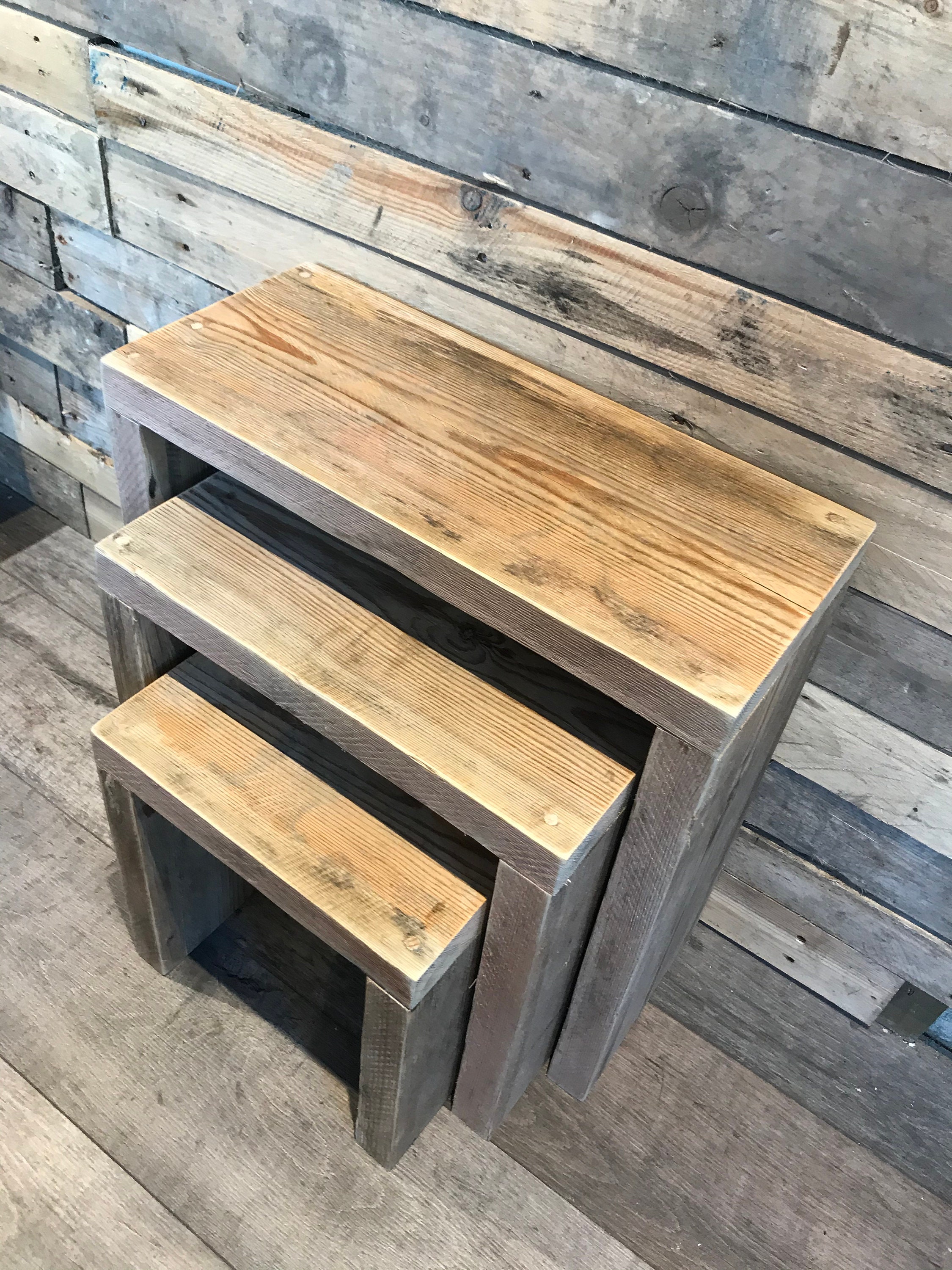 Rustic reclaimed nest of tables. Made from scaffold boards. | Etsy