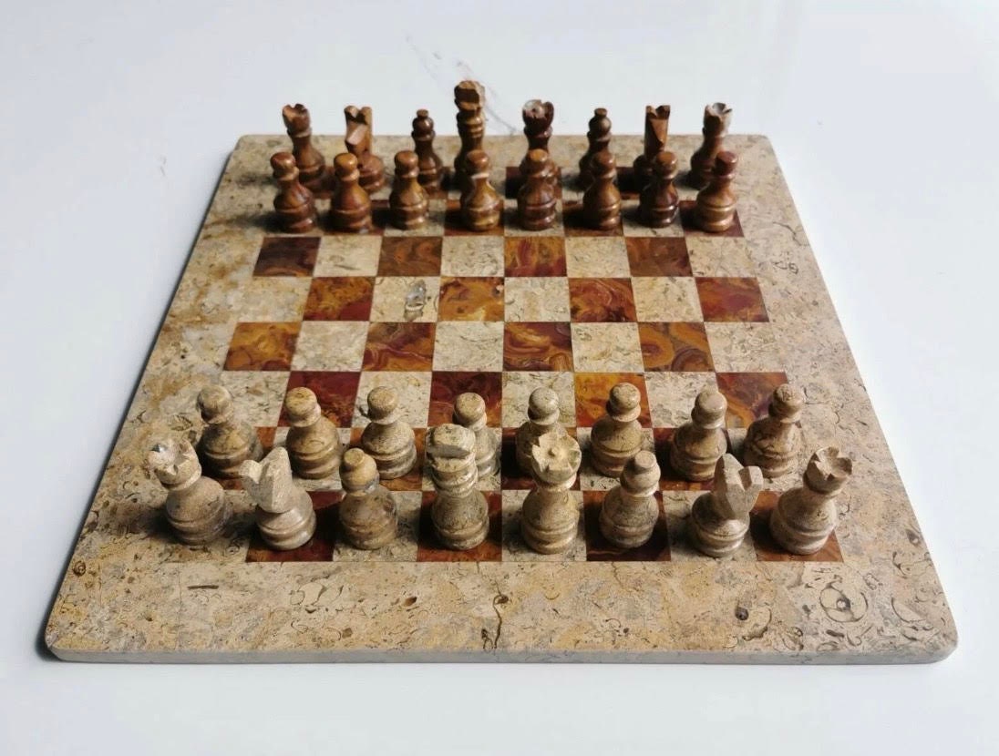 New Hand Crafted Marble Onyx Chess Board Set Black Coral and | Etsy