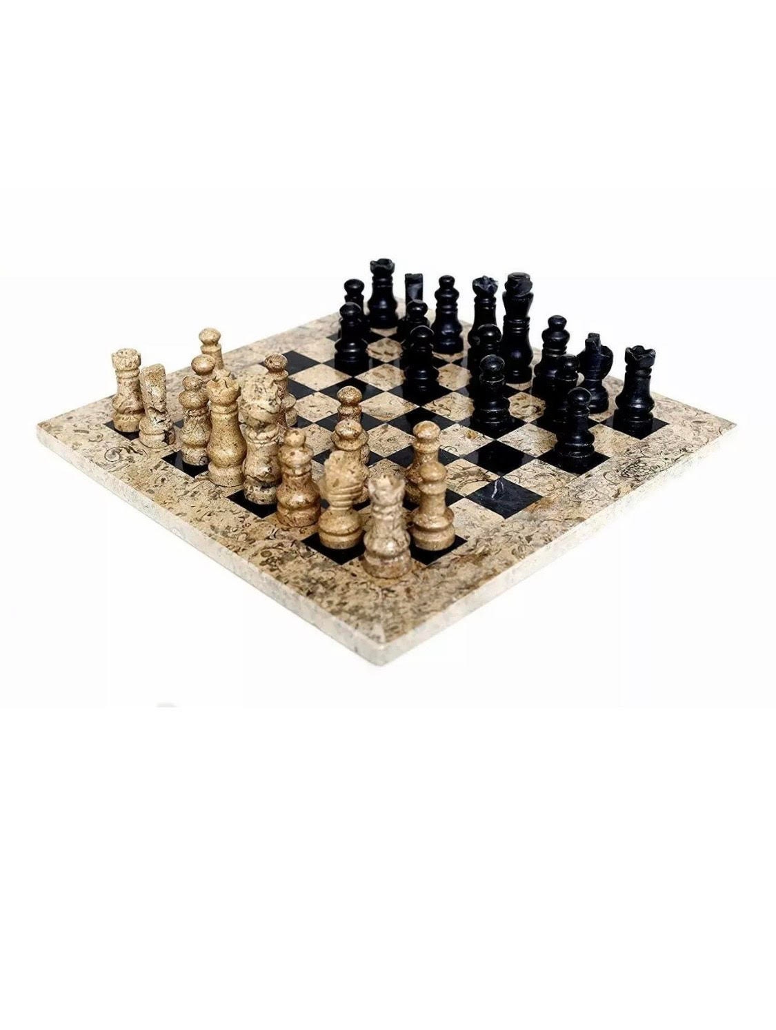 New Hand Crafted Marble Onyx Chess Board Set Black Coral and | Etsy