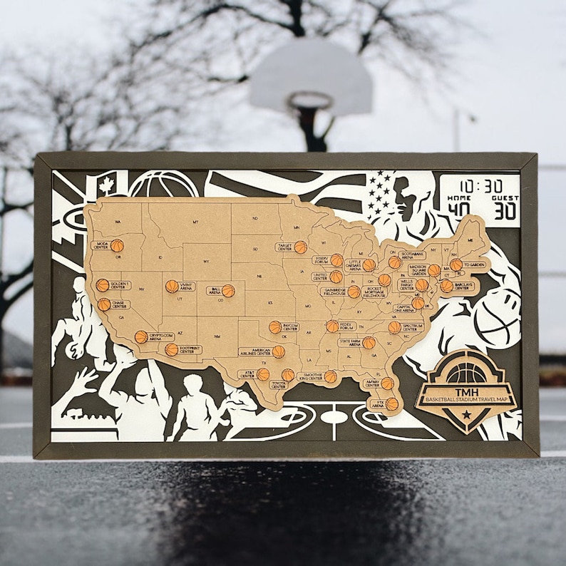Basketball Stadium Tracker Map - Etsy