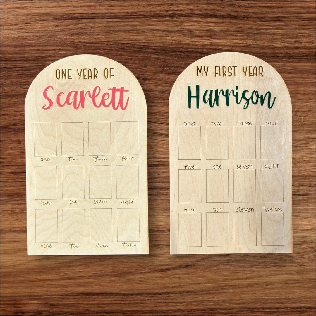 Newborn to One Memory Photo Board, Baby Picture Board, Board, First ...