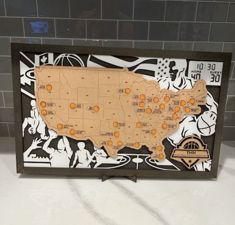 Basketball Stadium Tracker Map - Etsy