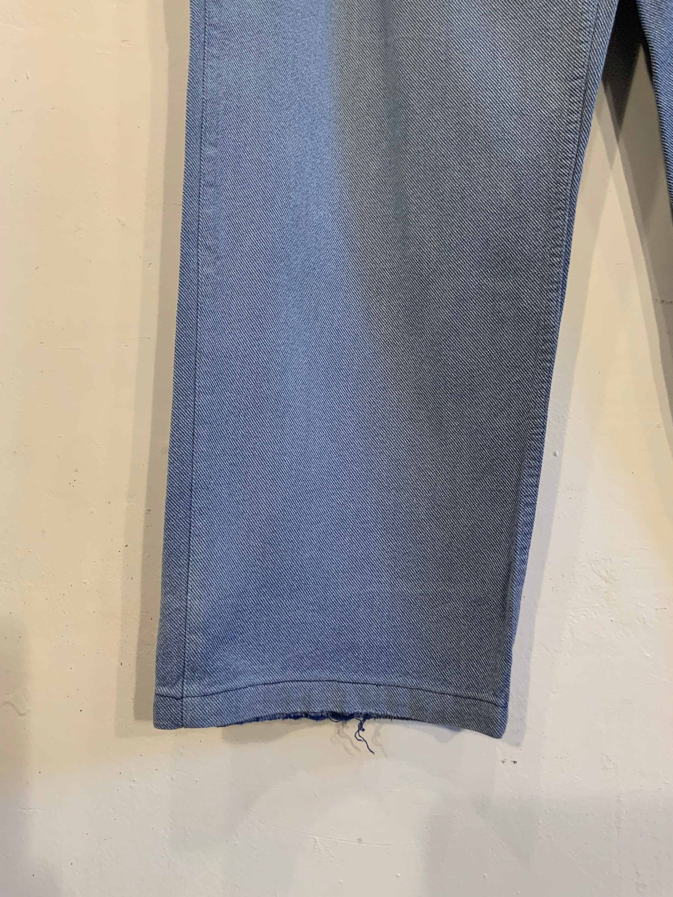 1950s French Workwear Factory Trouser, in Soft Indigo Blue Cotton Lots ...