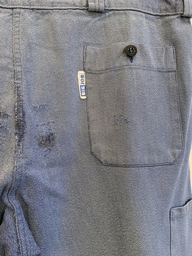 1950s French Workwear Factory Trouser, in Soft Indigo Blue Cotton Lots ...