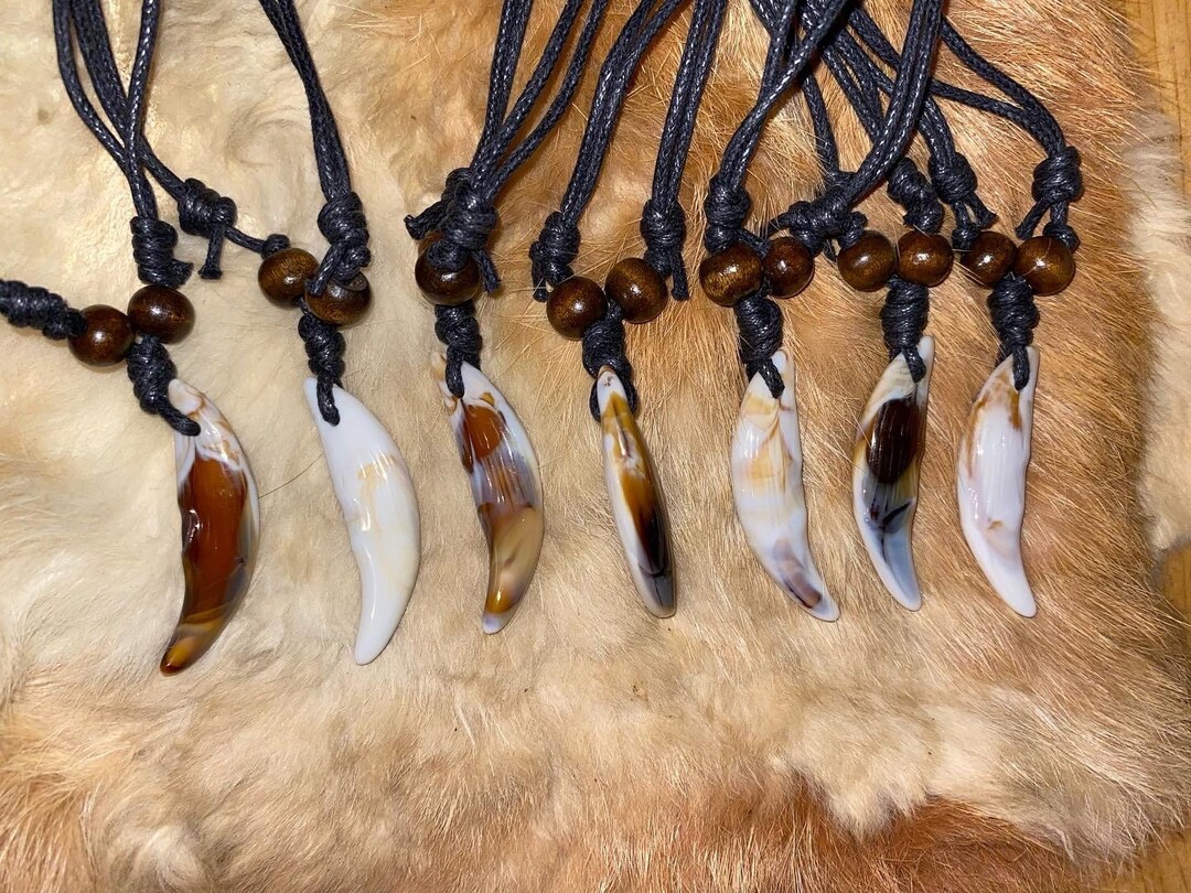 Wolf Faux Yak Bone Teeth Norse, Viking Pendant With Beads - Etsy