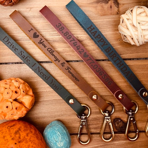 Personalized Leather Key Fob / Key Chain / Key Belt Lanyard - Etsy